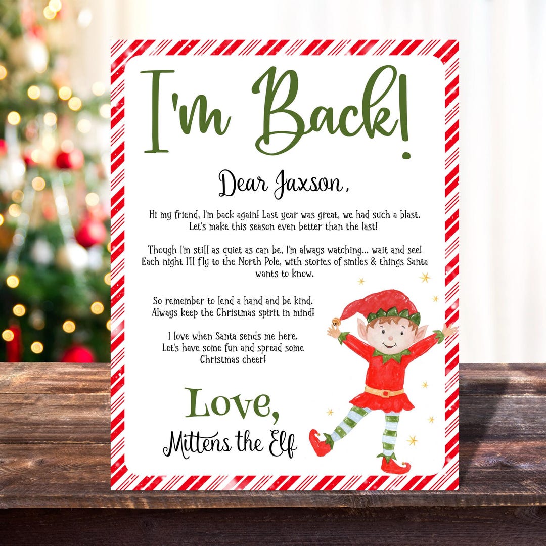 EDITABLE Elf Return Letter, Elf Letters, Elf Arrival Letter, Christmas ...