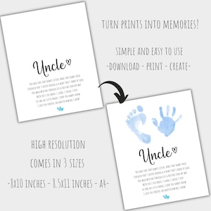 Uncle Handprint Poem, Birthday Handprint, Father's Day Footprint Art ...