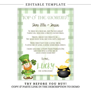Leprechaun Letter, Editable Letter From Leprechaun, Leprechaun Trap, St ...