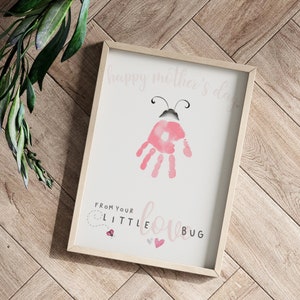 Mother's Day Handprint Art, Love Bug Footprint Craft, Mother's Day ...