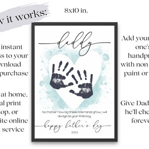Father's Day Handprint Art, Daddy's Little Boy, DIY Fathers Day Gift ...