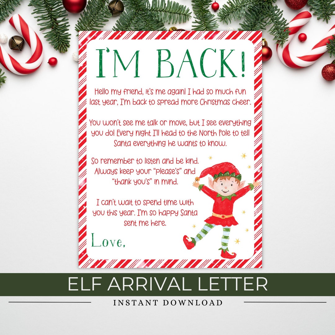Elf Arrival Letter, Christmas Elf Welcome Letter, Elf Arrival Letter ...