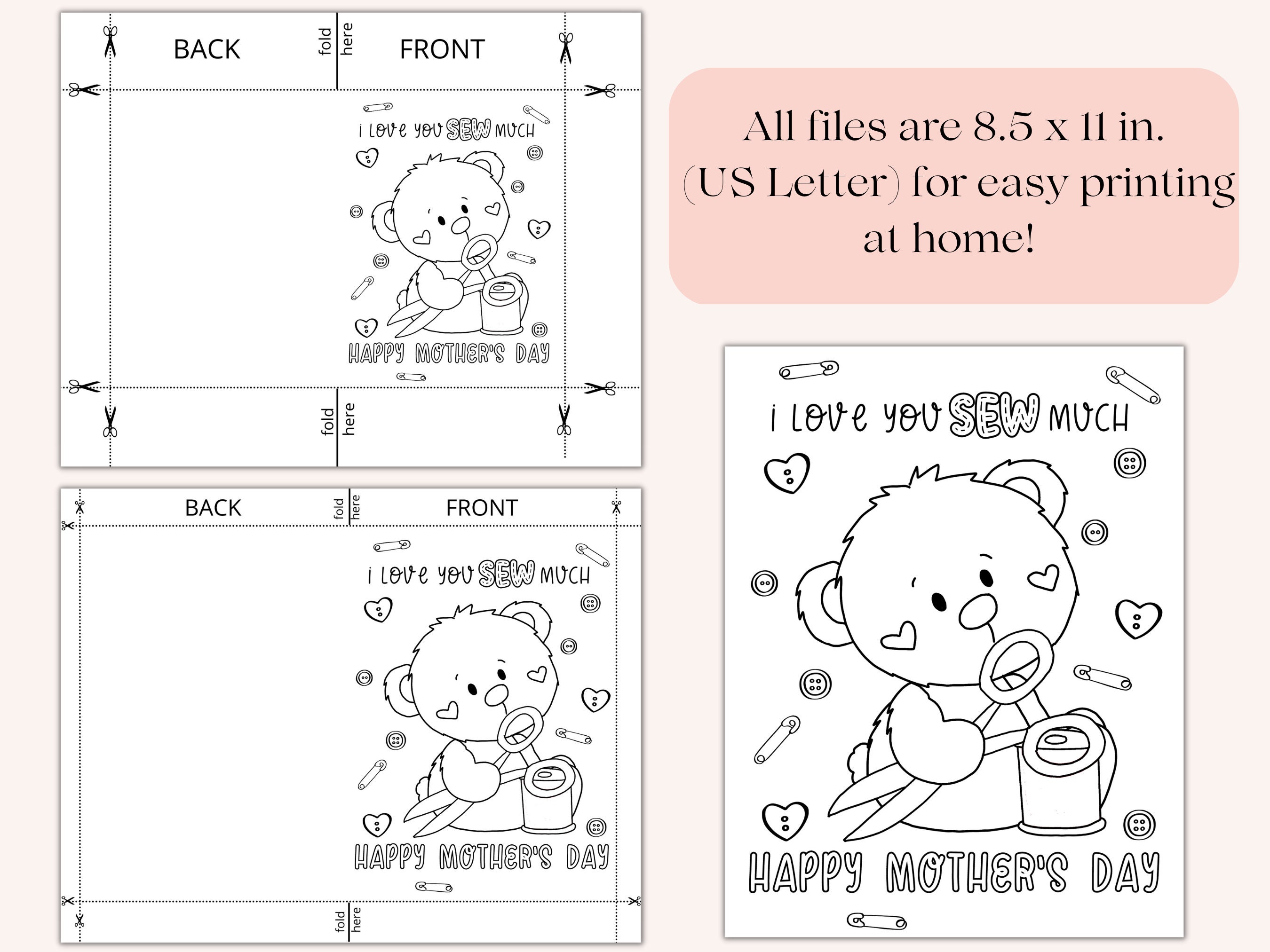 Printable DIY Mother's Day Card Colorable Card for Mom DIY Card for Mom ...