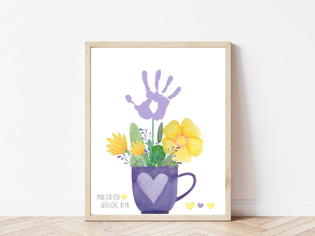 Tea Cup Flower Handprint Art Craft- DIY Gift From Baby, Toddler, Kids ...