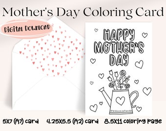 Printable DIY Mother's Day Card, Colorable Card for Mom, DIY Birthday ...