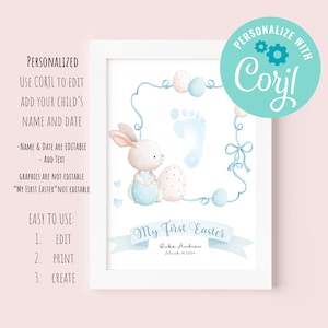 Personalized Baby's First Easter Footprint Art, Easter Handprint, Baby ...
