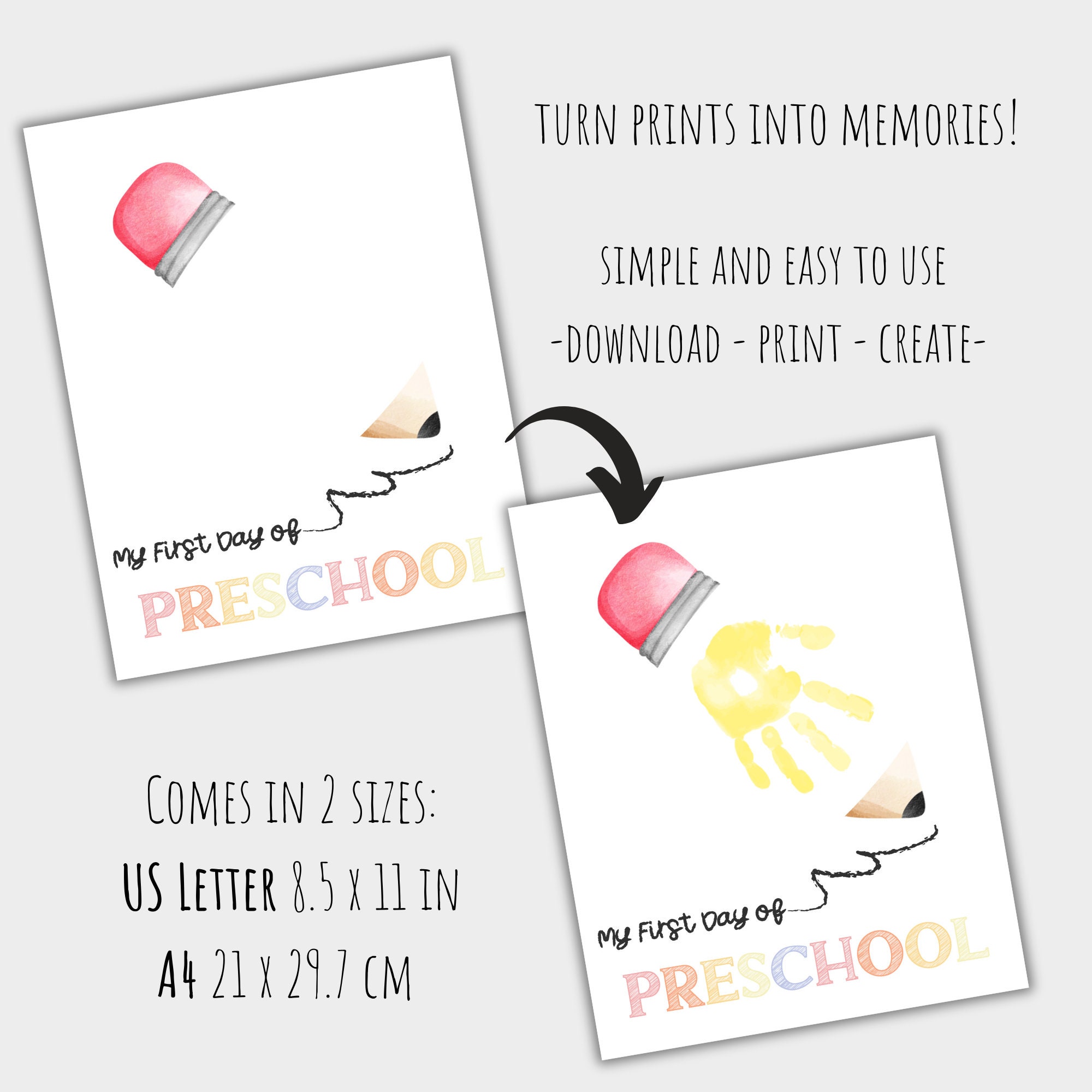 Preschool Handprint Craft, First Day of Preschool, Back to School Craft ...