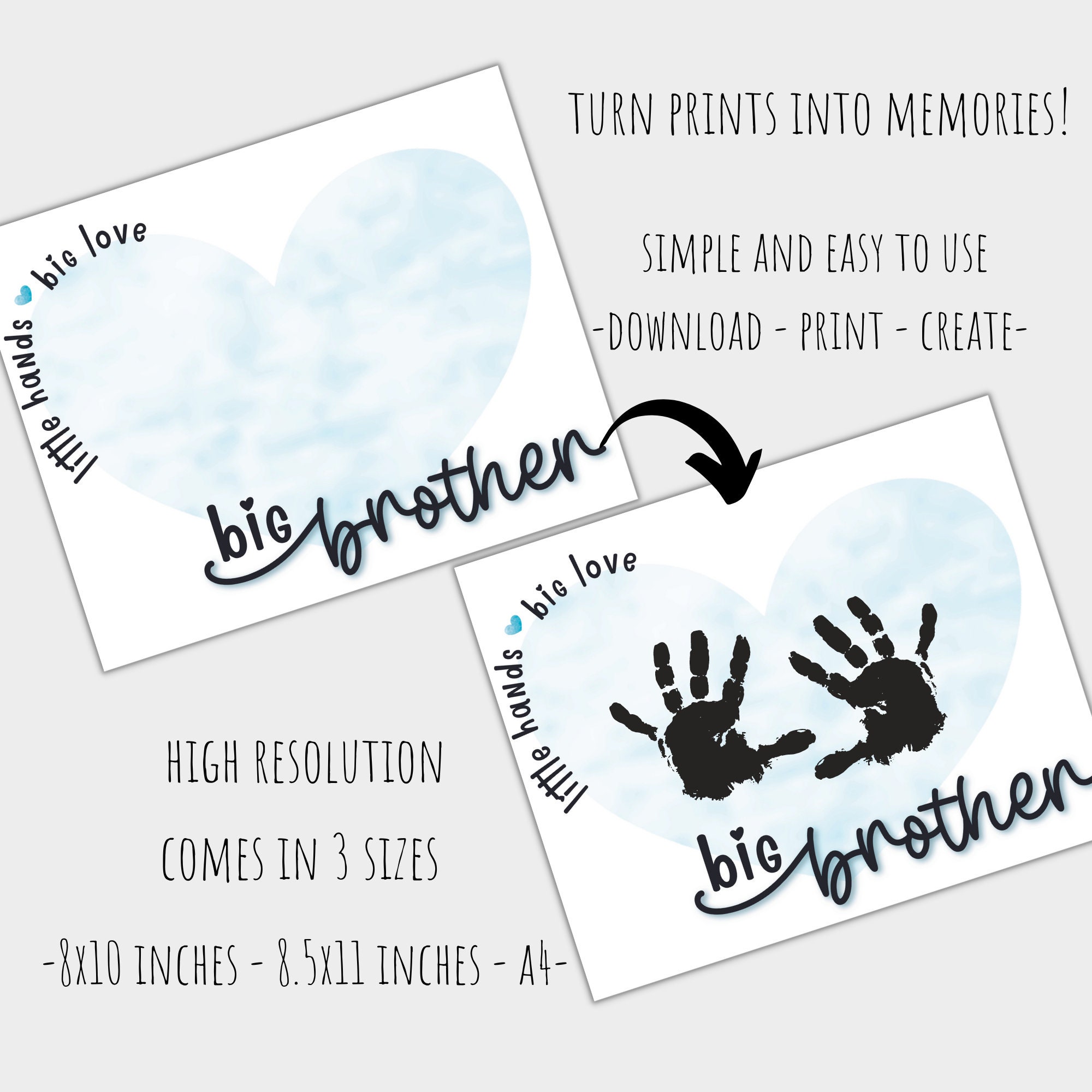 Big Brother Handprint Craft Handprint Art for Babies Toddlers - Etsy