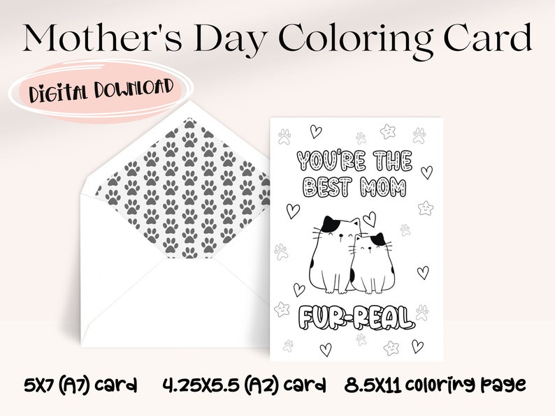 Printable DIY Mother's Day Card Colorable Card for Mom - Etsy
