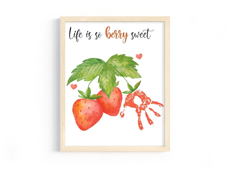 Strawberry Handprint Craft: Summer Strawberry Handprint Art, Activity ...