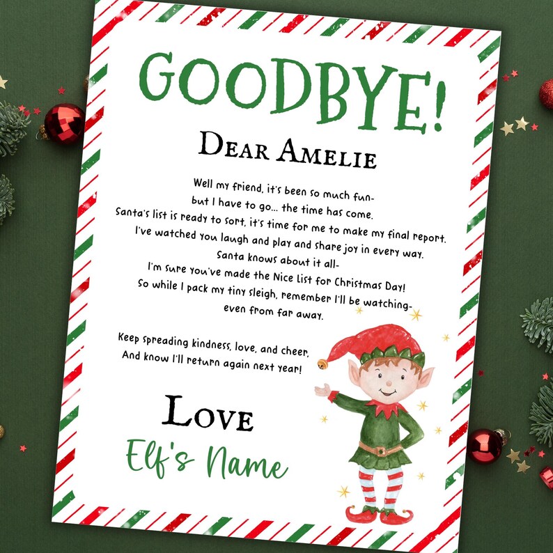 EDITABLE Elf Goodbye Letter, Elf Letters, Elf Departure Letter, Elf ...
