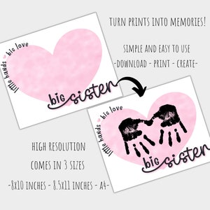 Big Sister Handprint Craft, Handprint Art for Babies Toddlers and Kids, Baby Memory Book ...