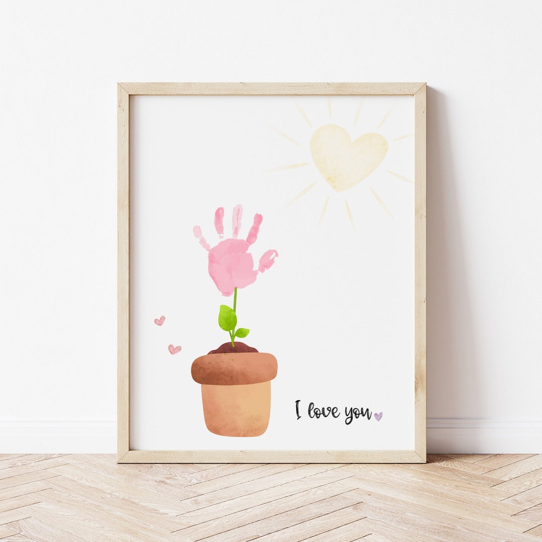 I Love You Flower Handprint Art, Mothers Day Handprint, Valentine ...