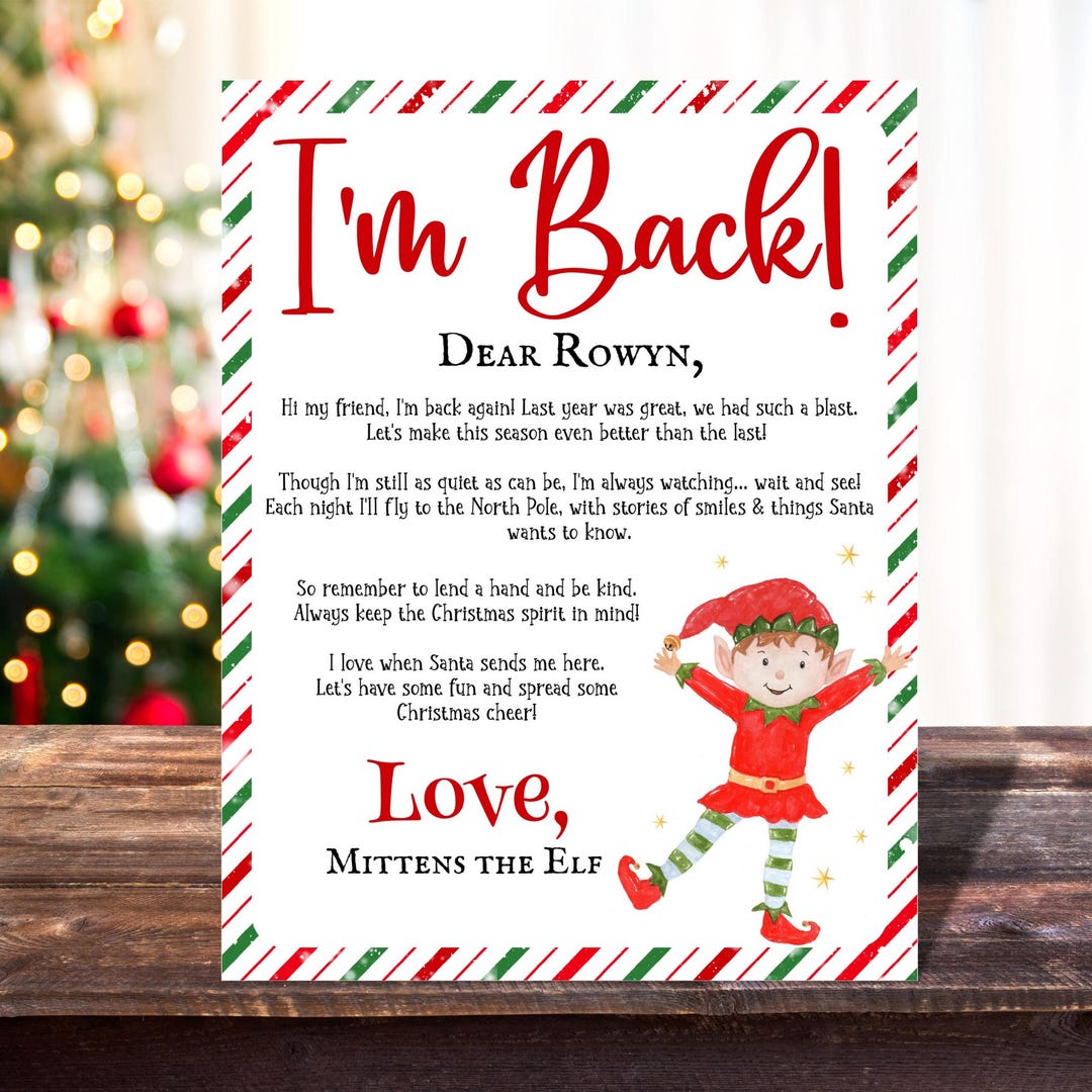 EDITABLE Elf Return Letter, Elf Letters, Elf Arrival Letter, Christmas ...