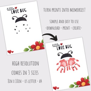 Love Bug Handprint Footprint Art, Valentine Handprint, Baby Footprint ...