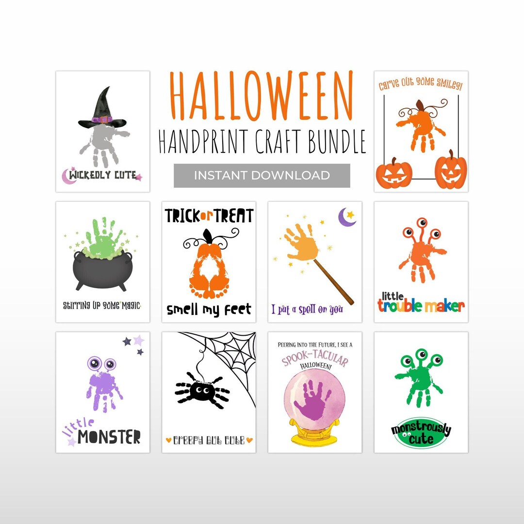 Halloween Handprint Art Bundle, Halloween Activities for Toddlers ...