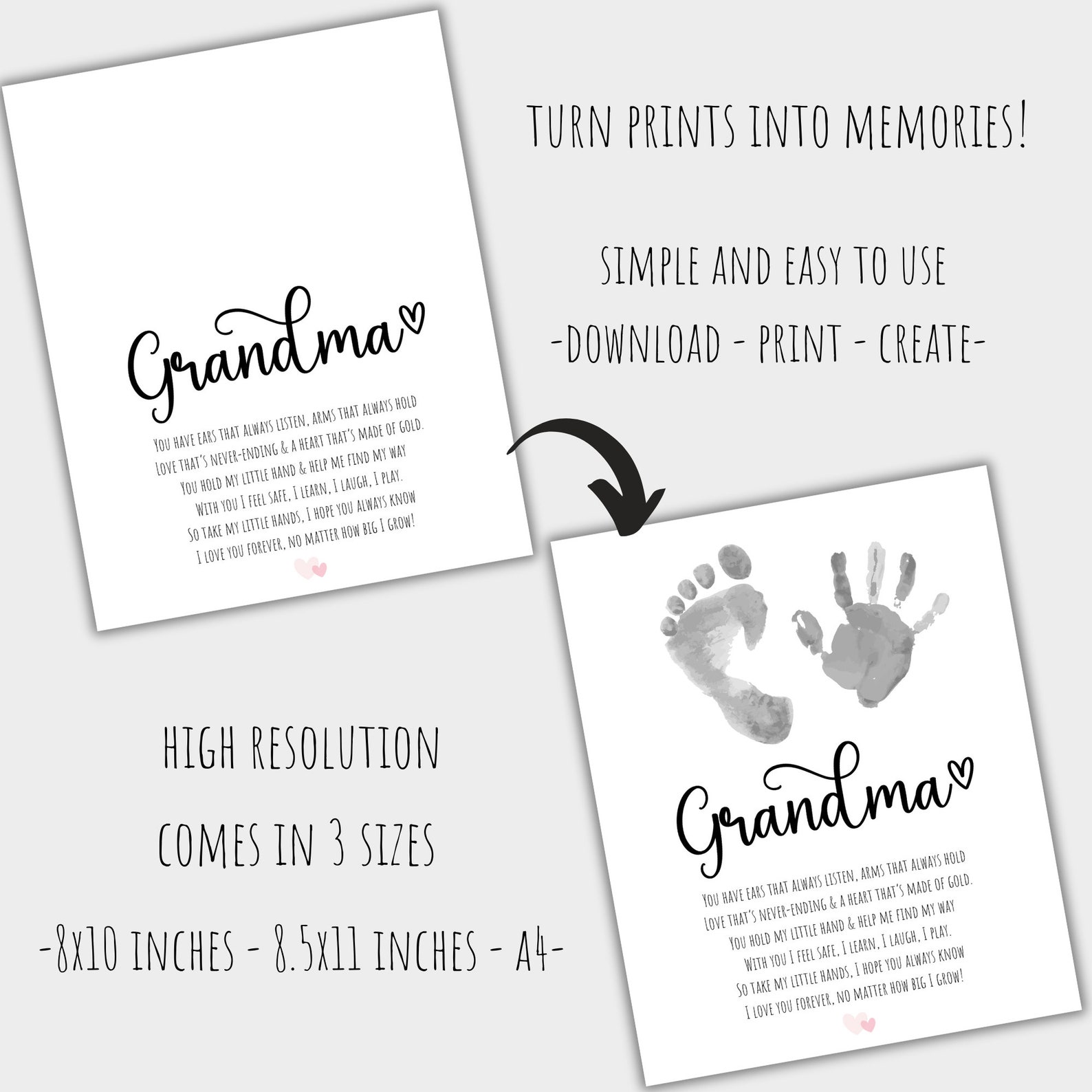 Grandma Handprint Poem, Mother's Day Handprint Art, Valentines ...