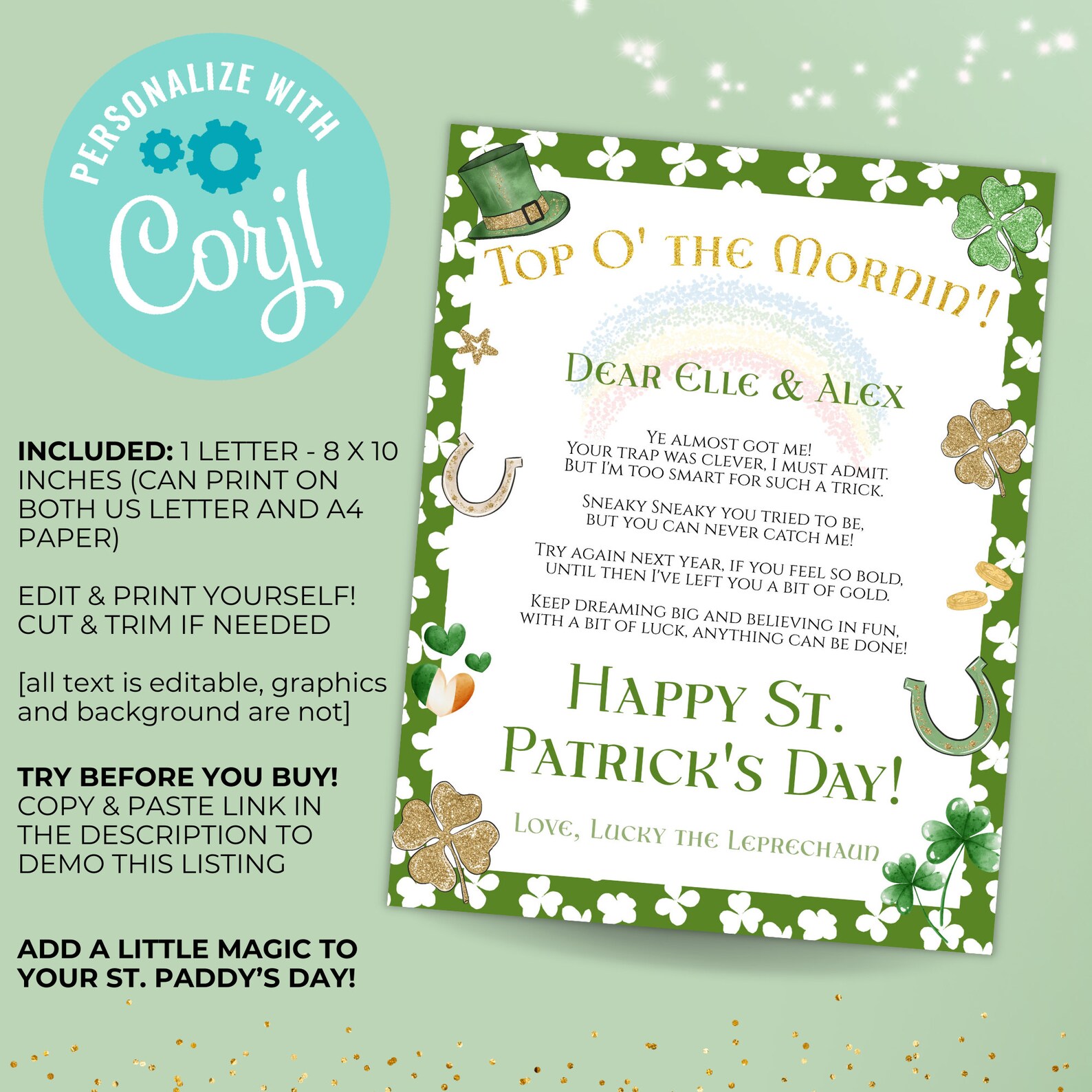 Leprechaun Letter, Editable Letter From Leprechaun, Leprechaun Trap, St ...