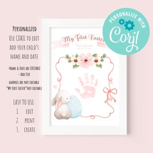 Personalized Baby's First Easter Footprint Art, Easter Handprint, Baby ...