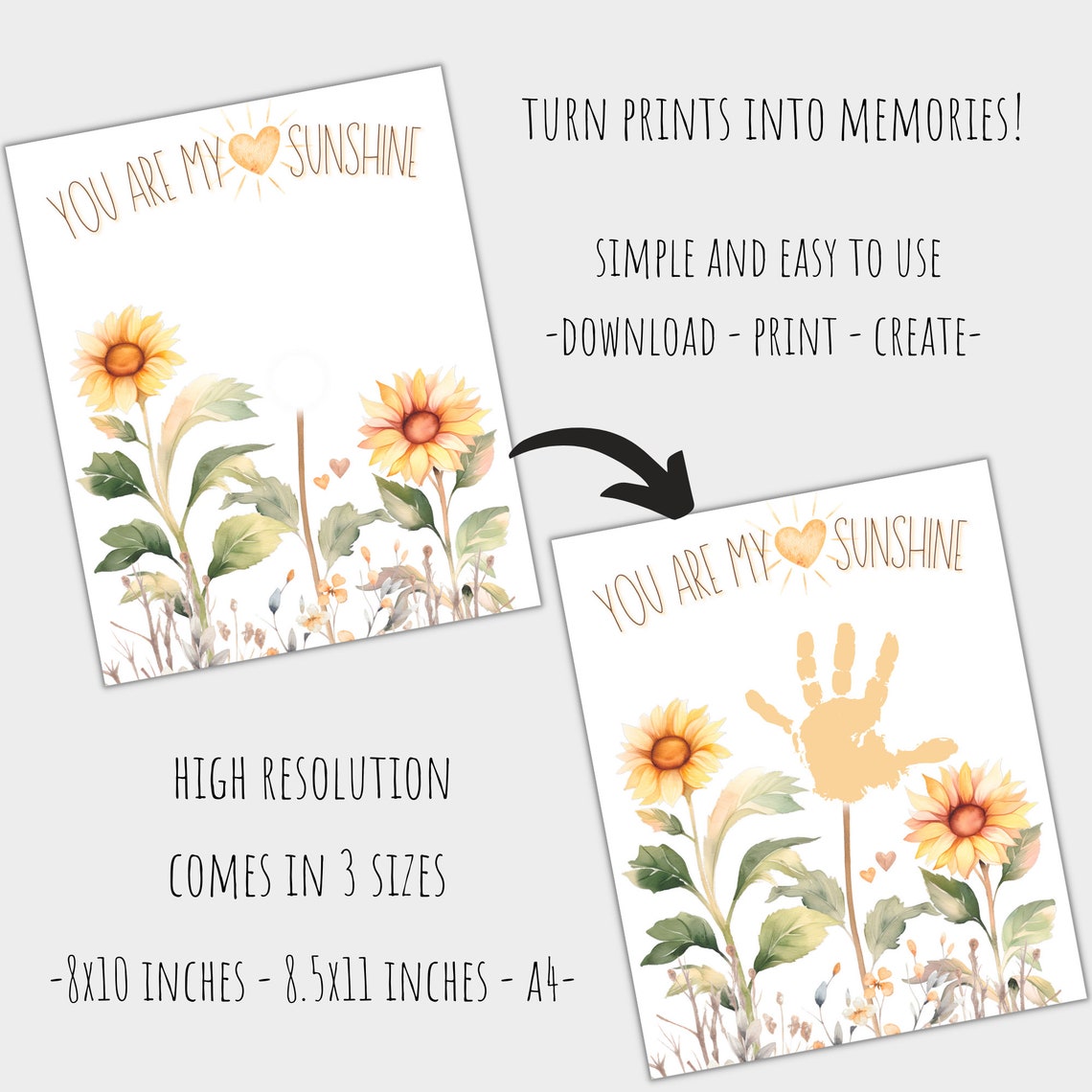 You Are My Sunshine Handprint Art Flower Handprint - Etsy