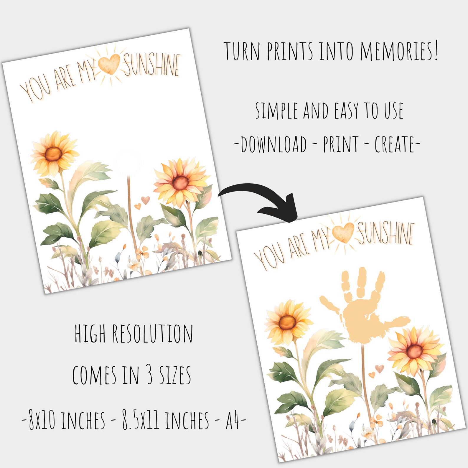 You Are My Sunshine Handprint Art Flower Handprint - Etsy