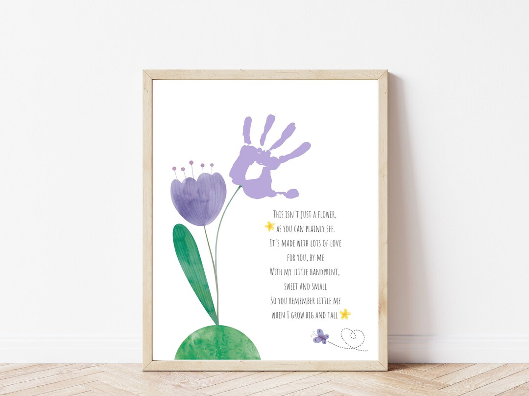 Flower Handprint Art Craft- DIY Gift From Baby, Toddler, Kids Printable ...