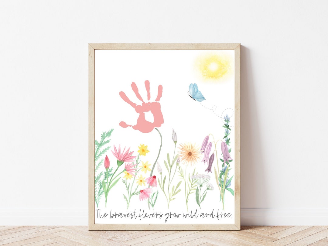Flower Handprint Art Wildflower Handprint Craft for Kids DIY Wall Art ...