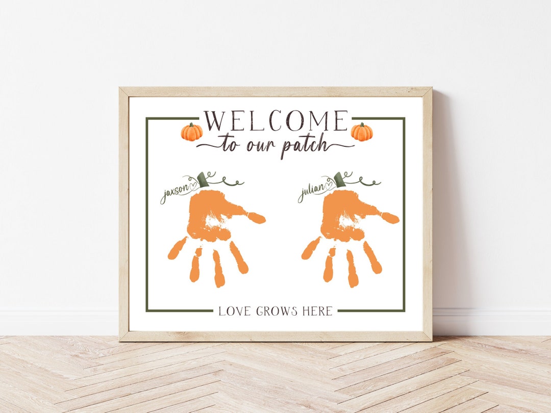 Personalized Fall Handprint Art, Welcome to Our Patch, Fall Halloween ...