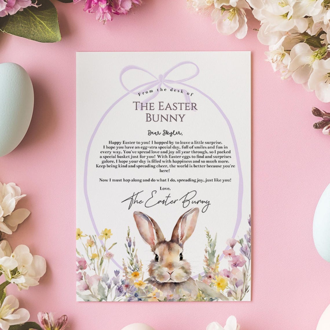 Printable Easter Bunny Letter, Editable Letter From the Easter Bunny ...