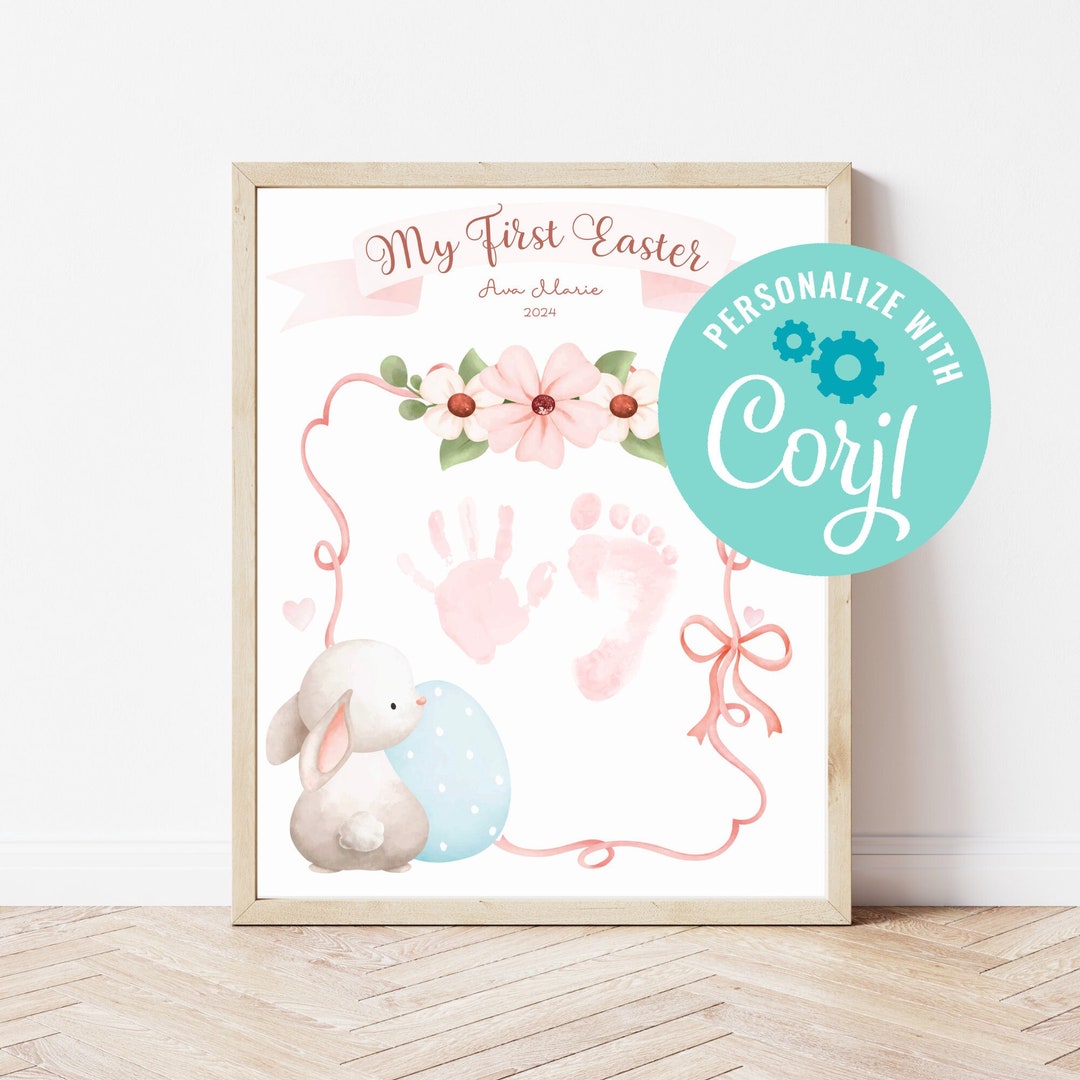Personalized Baby's First Easter Footprint Art, Easter Handprint, Baby ...