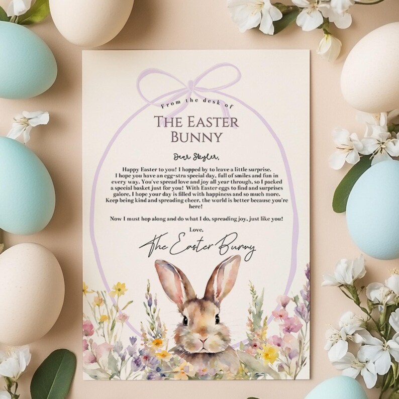 Printable Easter Bunny Letter, Editable Letter From the Easter Bunny ...