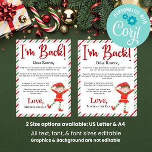 EDITABLE Elf Return Letter, Elf Letters, Elf Arrival Letter, Christmas ...