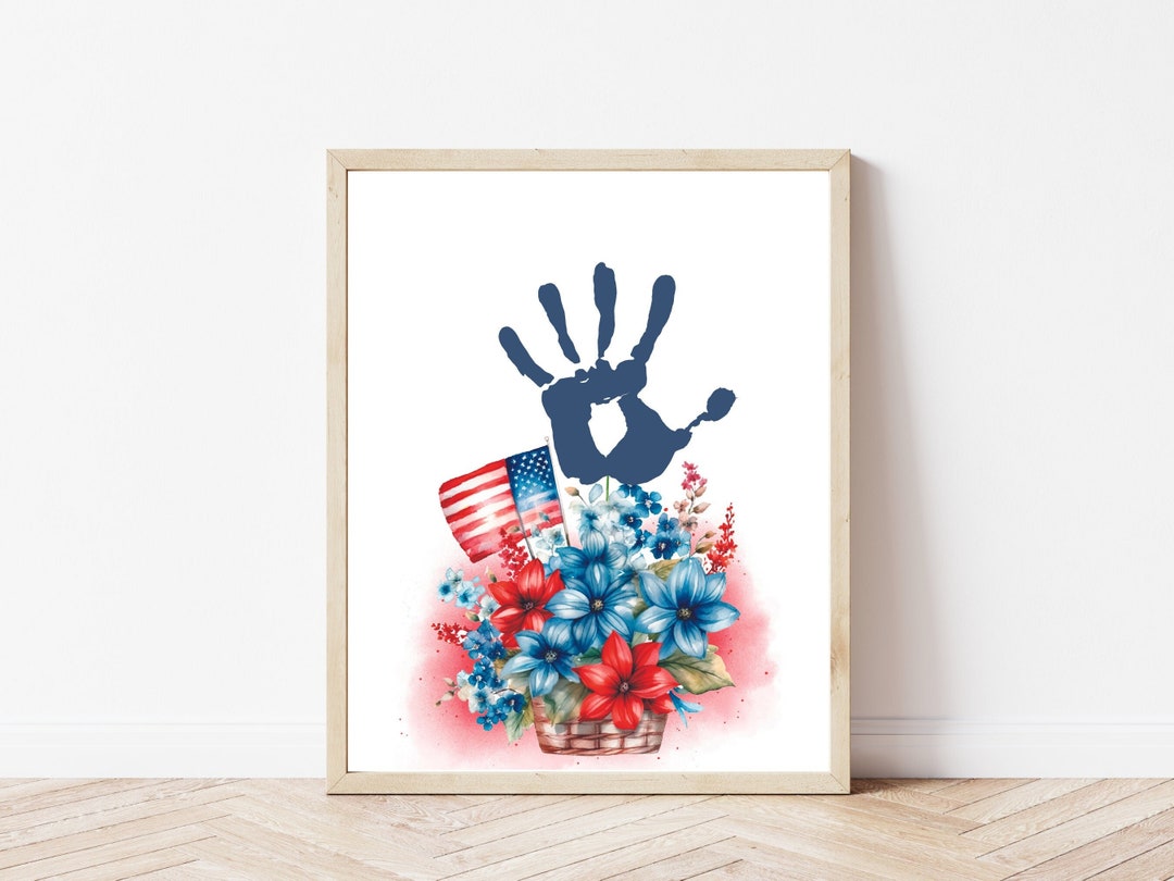 Memorial Day, 4th of July Handprint Art Craft for Kids, Patriotic ...