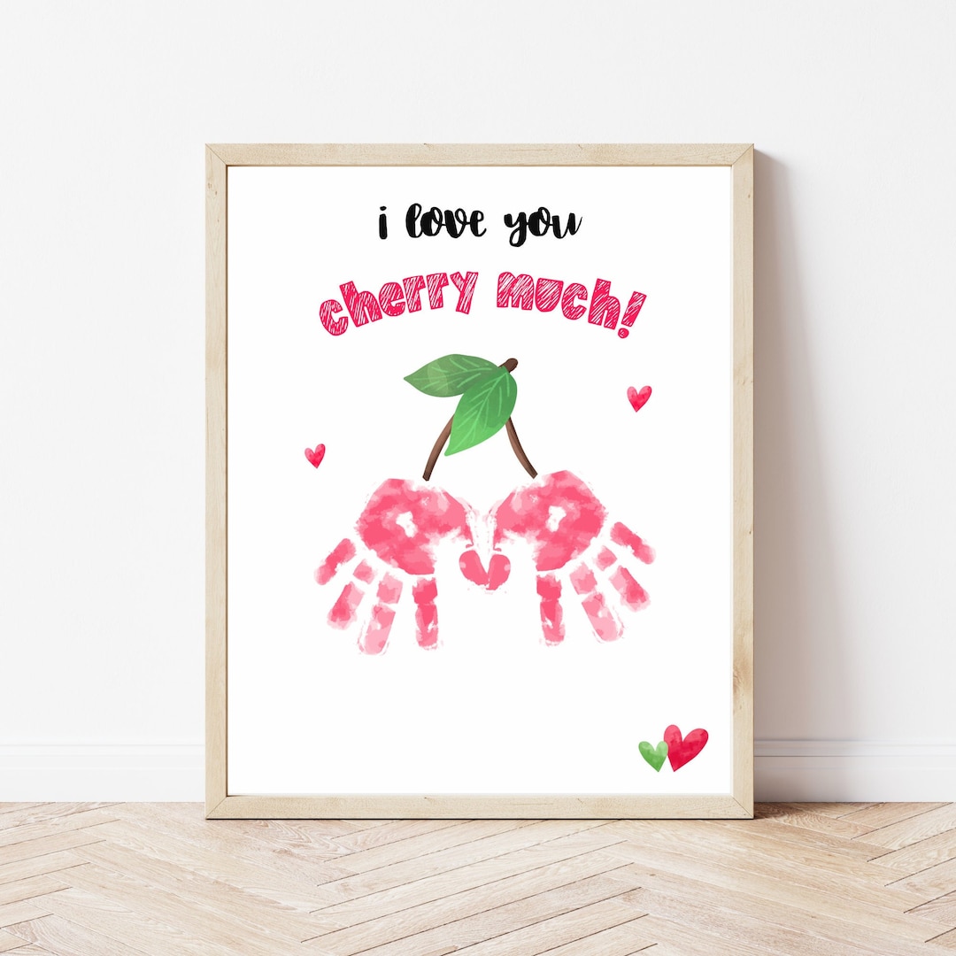 I Love You Cherry Much Handprint Art, Valentine Handprint Craft, Kids ...
