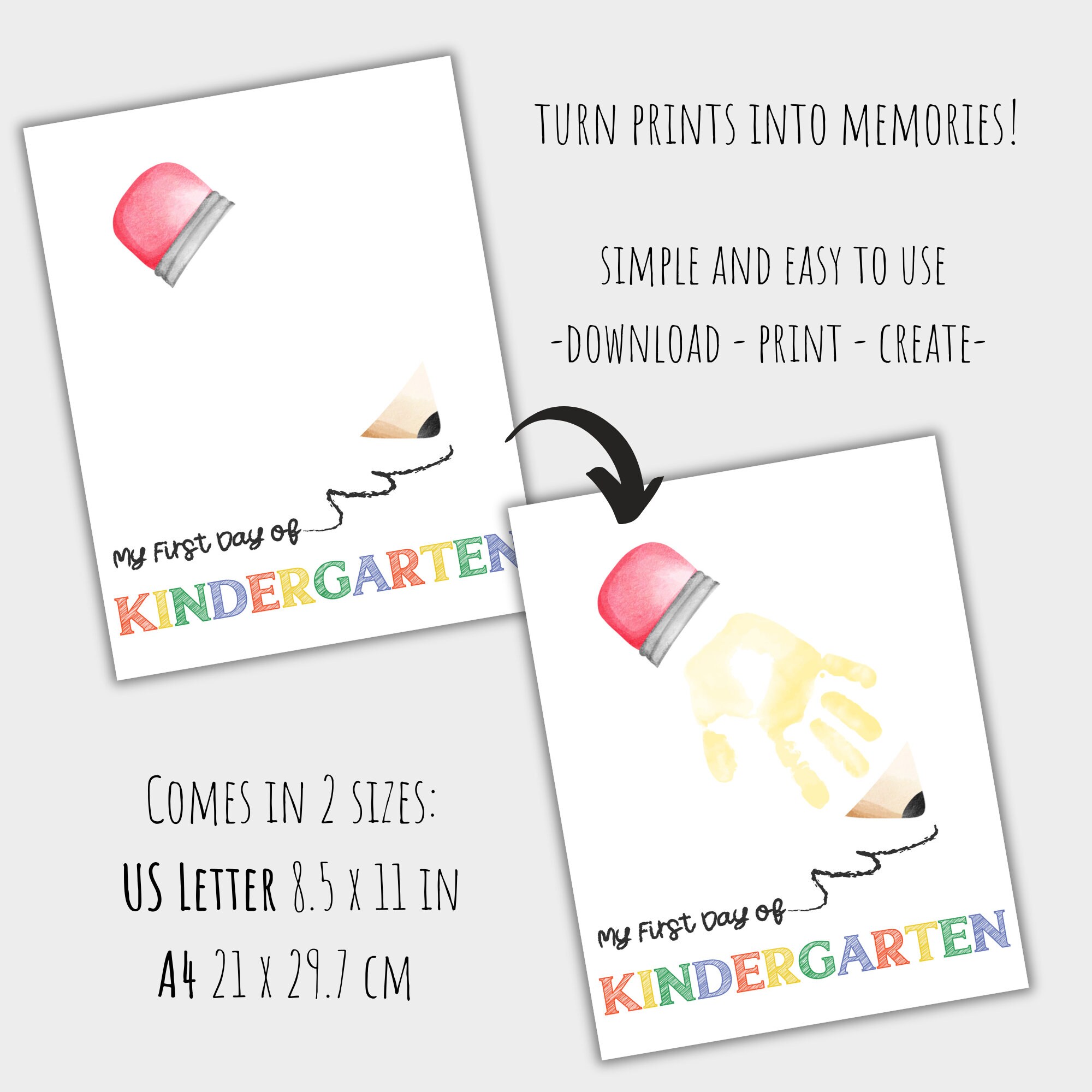 Kindergarten Handprint Craft, First Day of Kindergarten, Back to School ...