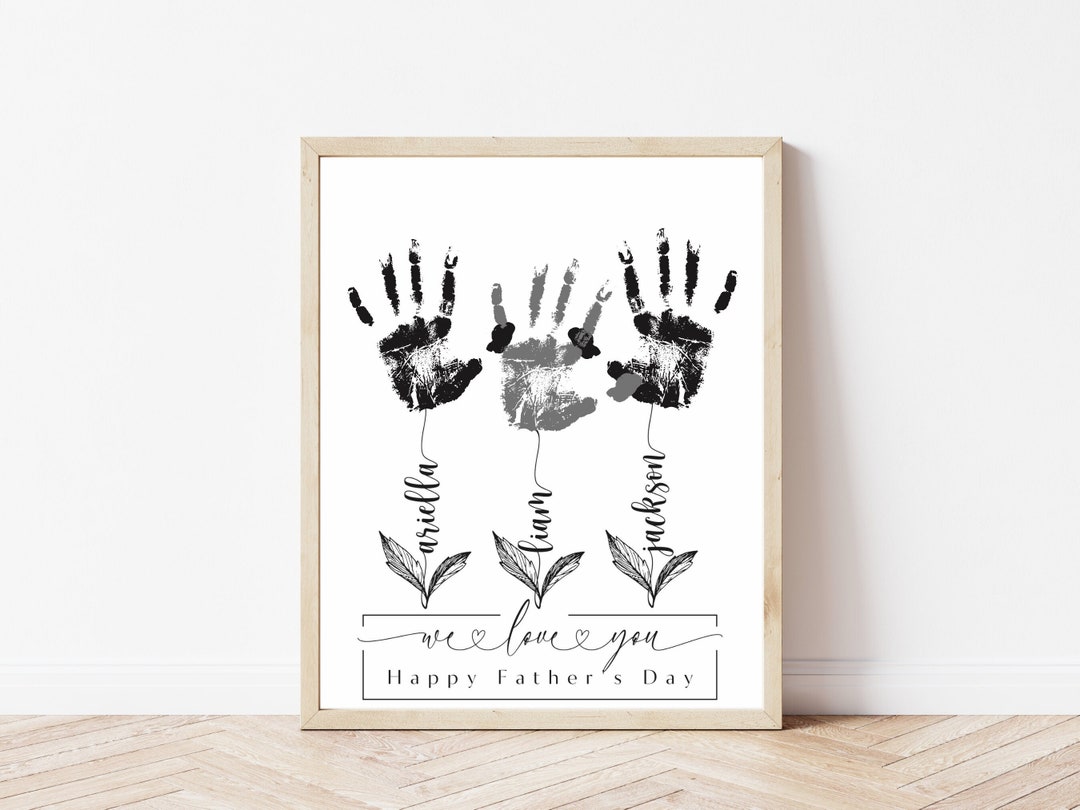Personalized Handprint Art for Dad With Children's Names DIY Fathers ...