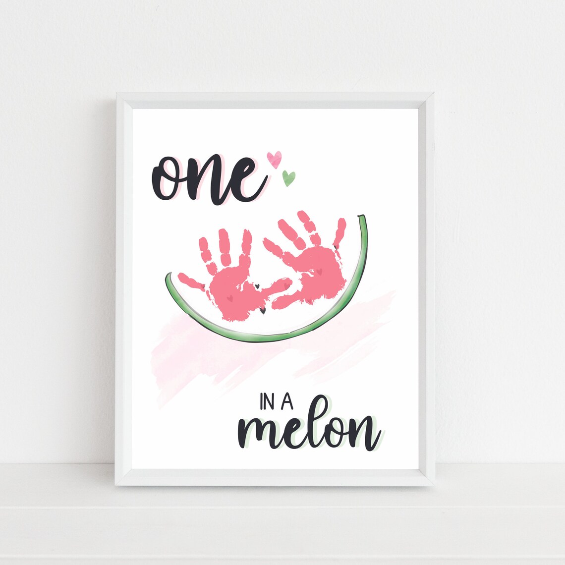 One in a Melon Handprint Footprint Art First Birthday - Etsy