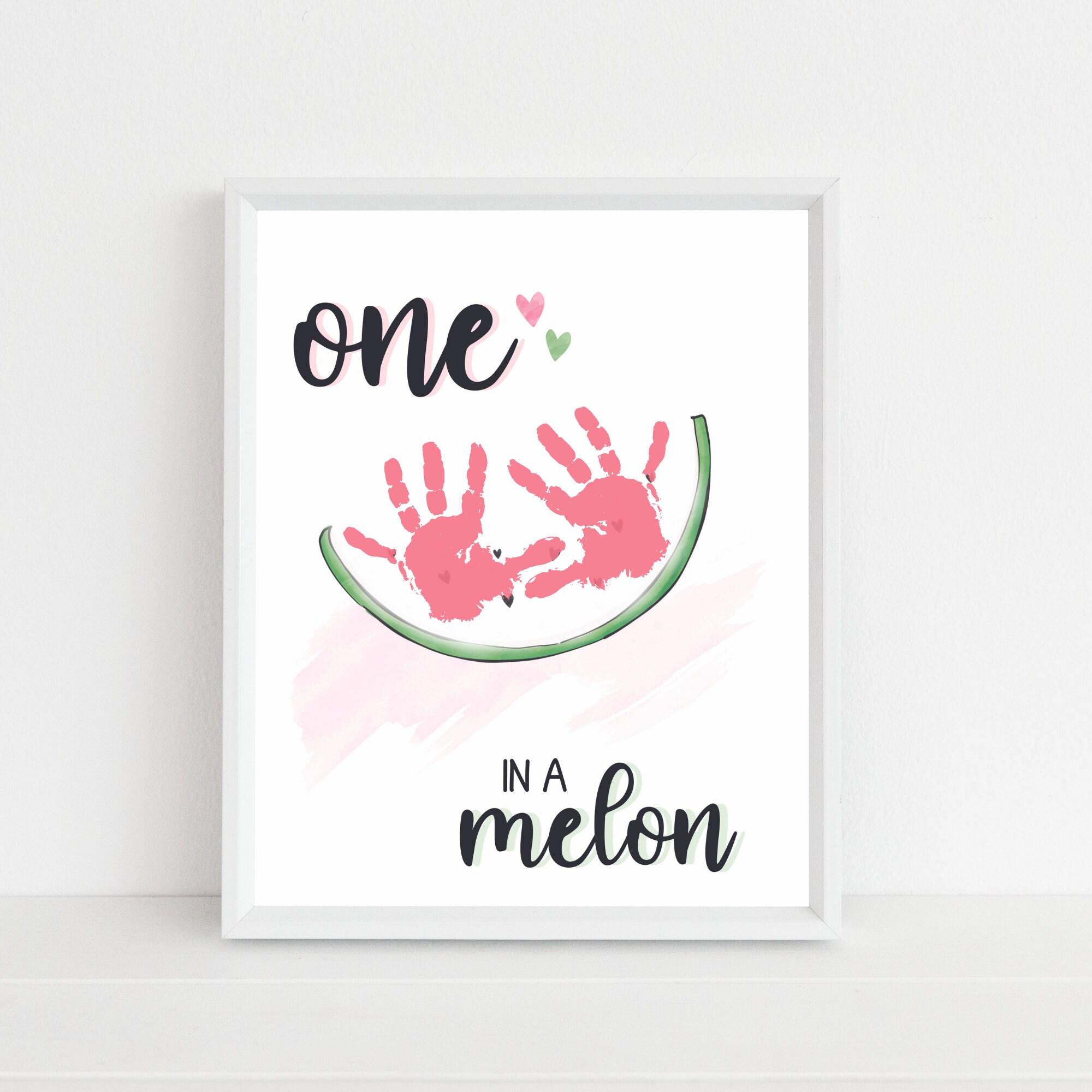 One in a Melon Handprint Footprint Art First Birthday - Etsy
