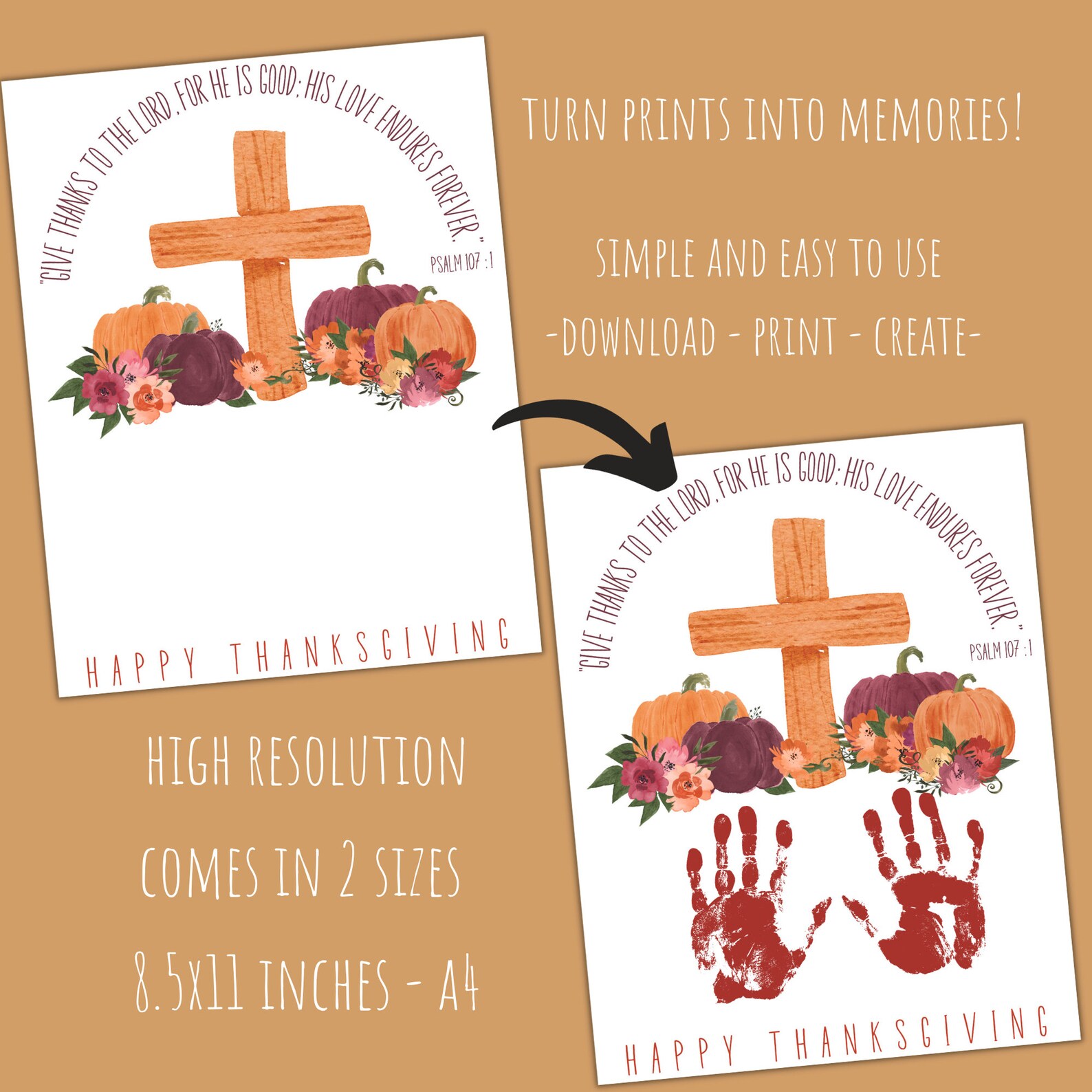 Preschool Bible Craft, Thanksgiving Handprint, Christian Homeschool ...