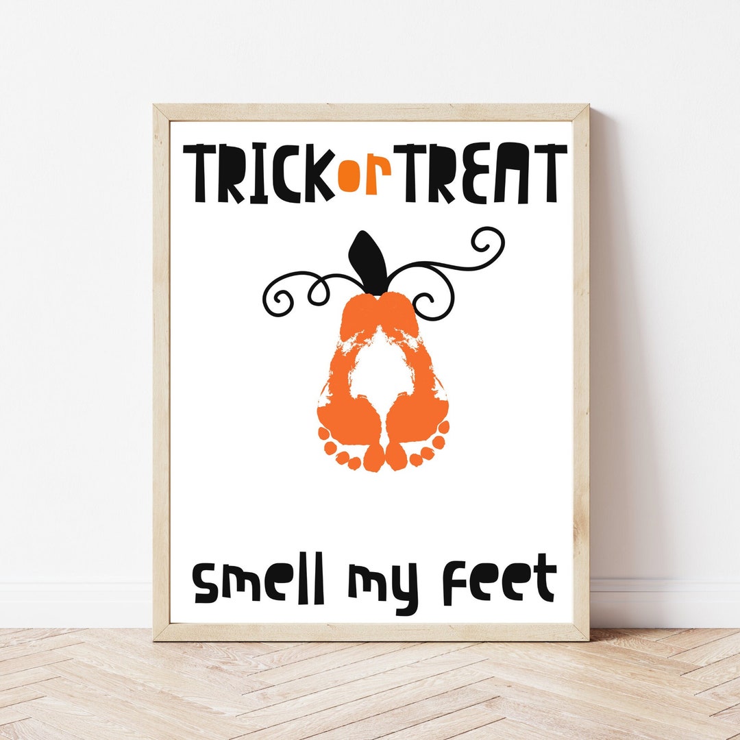 Trick or Treat Footprint Art Halloween Handprint Craft for - Etsy