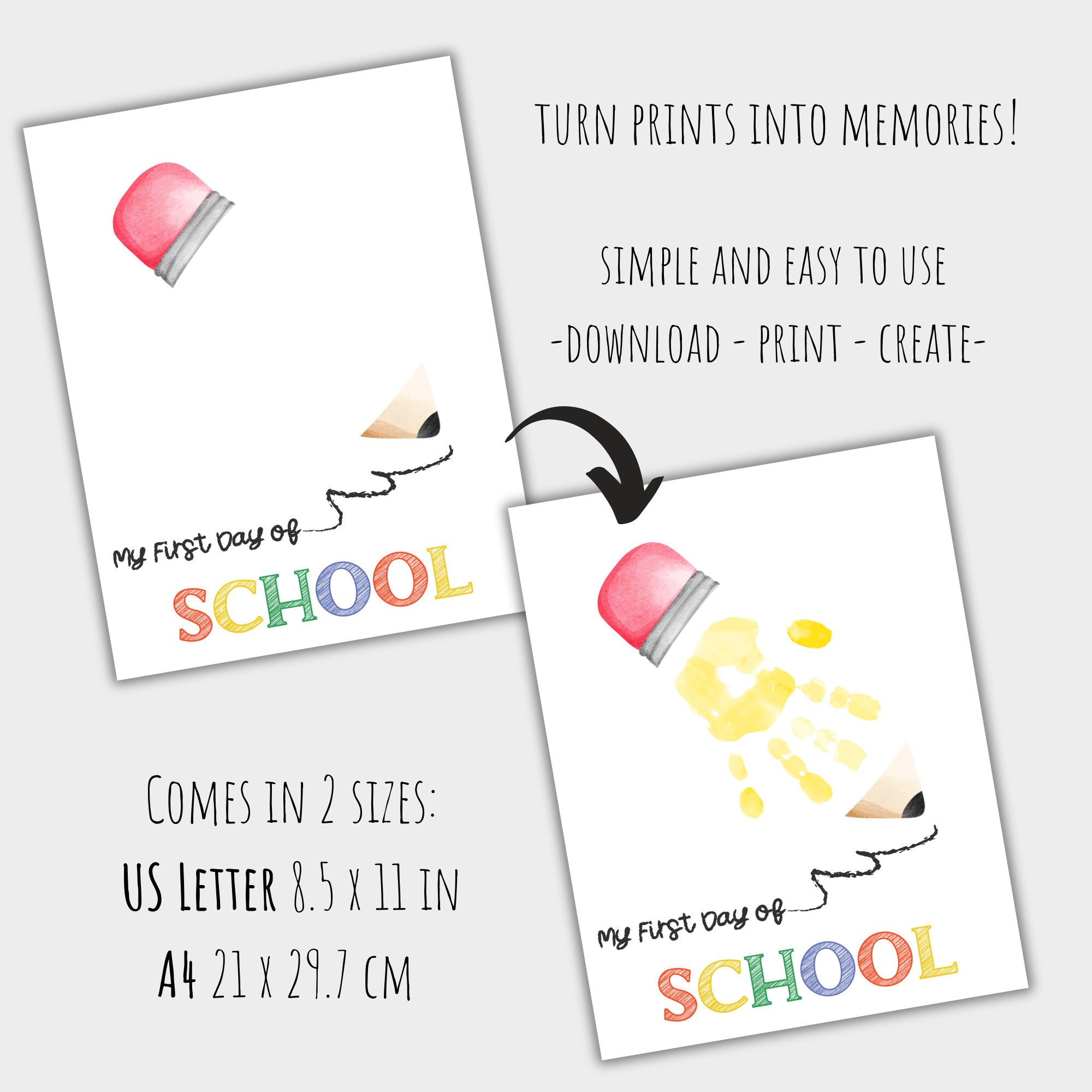 First Day of School Handprint Craft, Back to School Handprint Art ...