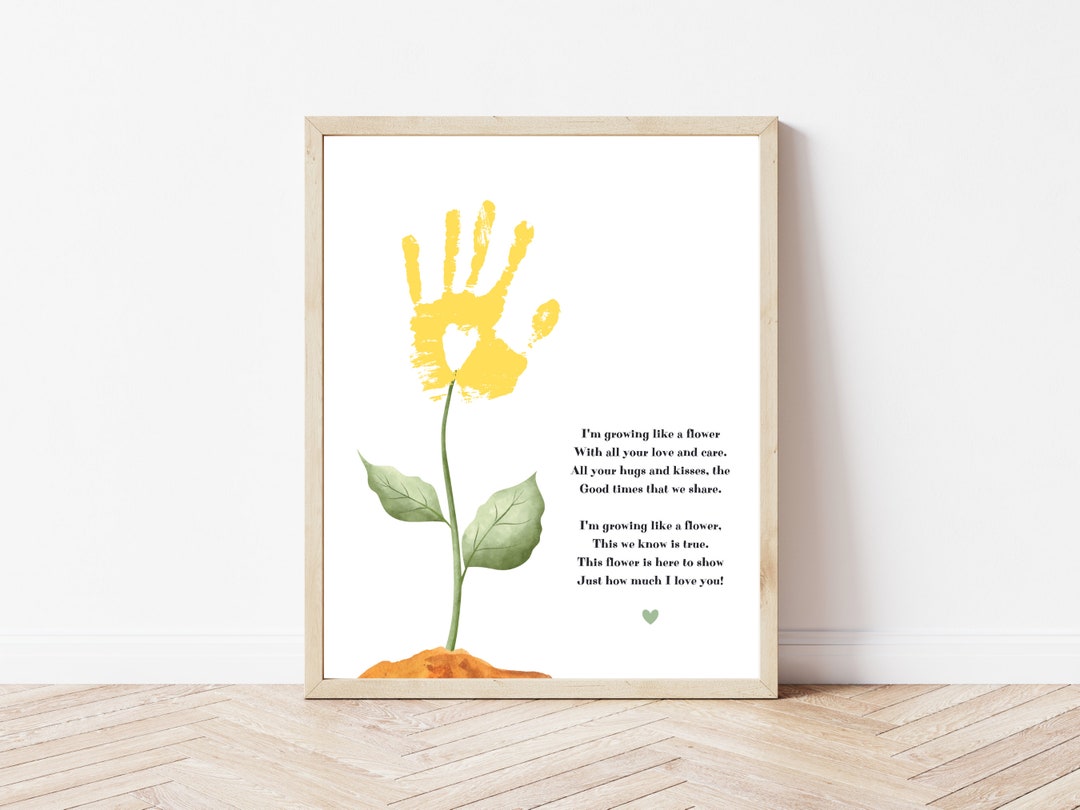 Flower Handprint Art Craft Growing Like A Flower Poem - Etsy