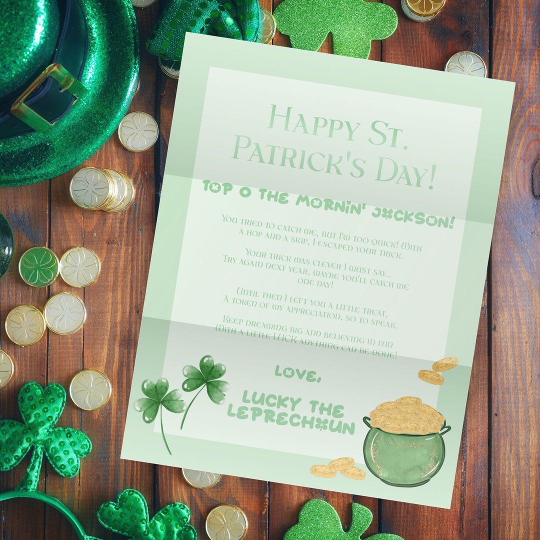 Leprechaun Letter, Editable Letter From Leprechaun, Leprechaun Trap, St ...