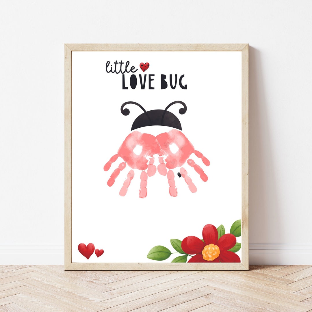 Love Bug Handprint Footprint Art, Valentine Handprint, Baby Footprint ...