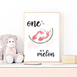 One in a Melon, Handprint Footprint Art, First Birthday Keepsake, Baby ...