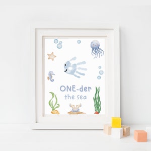 Oneder the Sea, First Birthday Handprint Art, Toddler Handprint, First ...