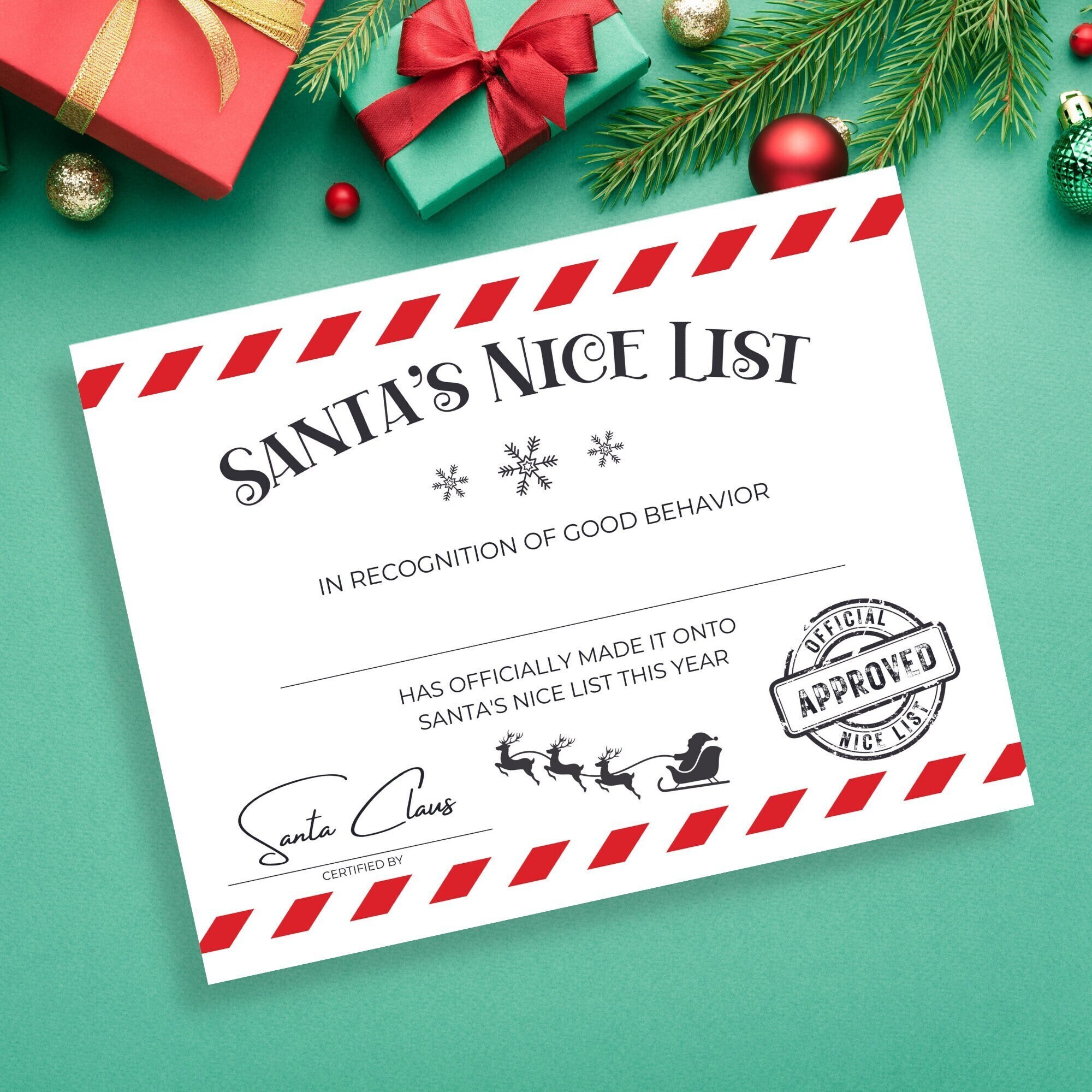 Nice List Certificate, Santa's Nice List Certificate, Santas Good List ...