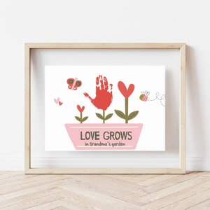 Grandmas Garden Handprint Art, Valentine's Day Handprint Art, Mothers ...