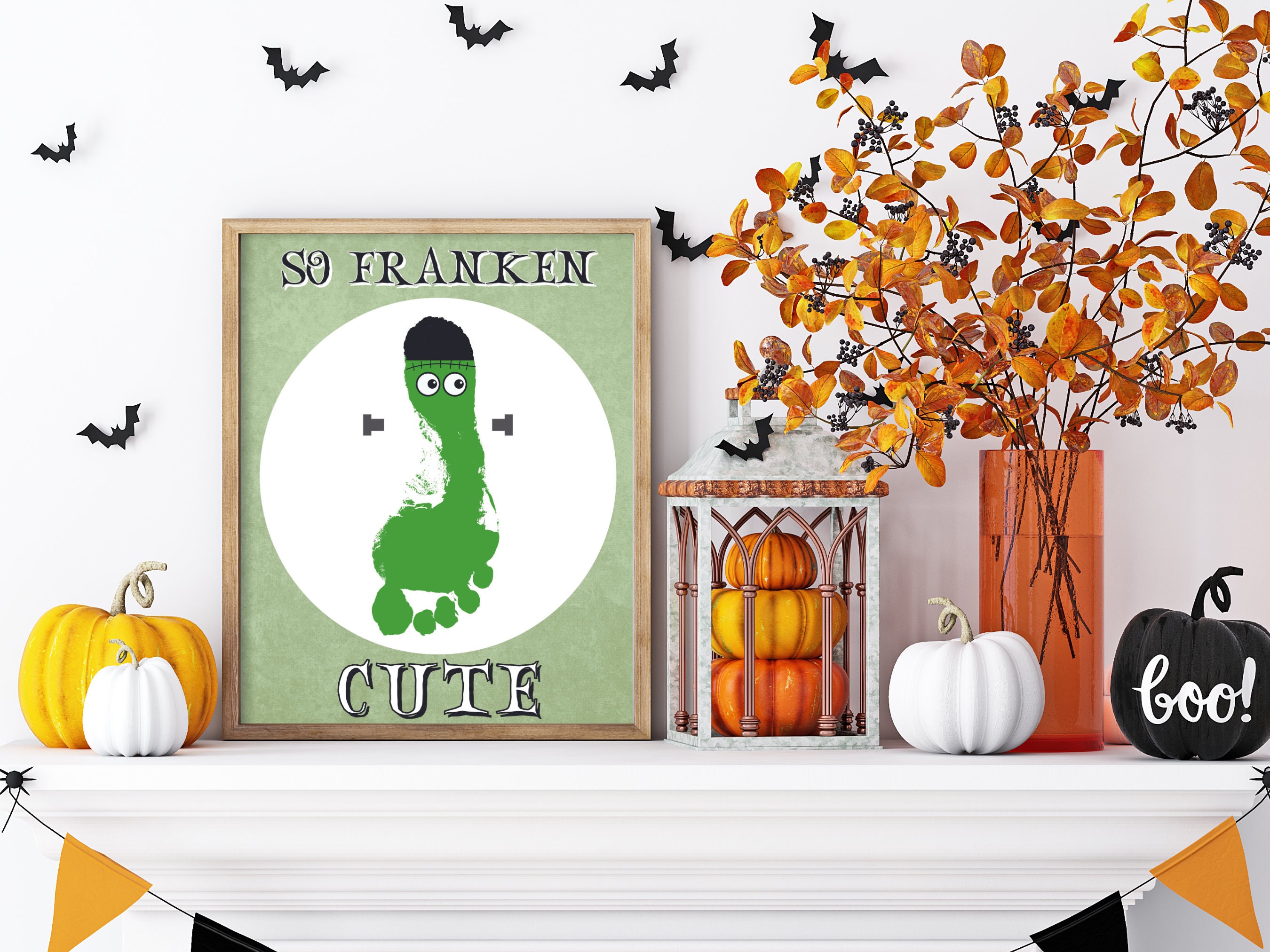 Frankenstein Halloween Handprint Art, Fall Footprint Craft, Daycare or ...