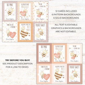 Classmate Valentines, Bee Mine Editable Kids Valentines Cards ...